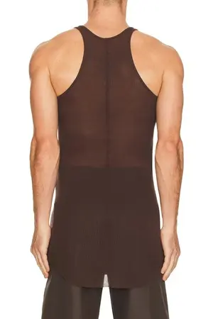 Rick Owens Basic Rib Tank In Brown - Macassar