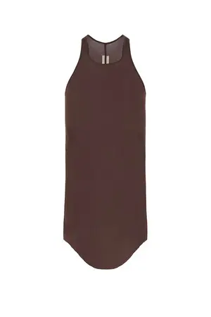 Rick Owens Basic Rib Tank In Brown - Macassar