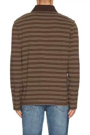 A.p.c. Long Sleeve Stripe Polo - Brown
