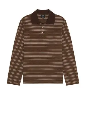 A.p.c. Long Sleeve Stripe Polo - Brown