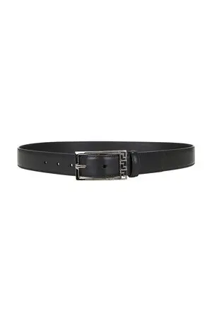 Versace Leather Belt With Buckle Closure - Black & Ruthenium