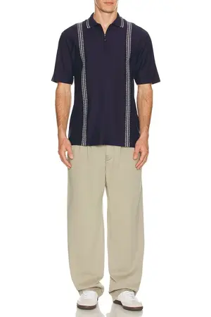 PALMES Panel Zip Polo - Navy