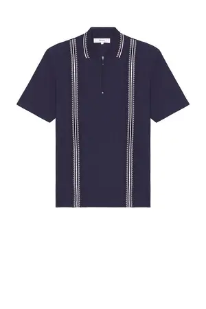 PALMES Panel Zip Polo - Navy