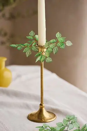 TERRAIN Leaves Candle Cuffs, Set Of 2 - Green Pattern