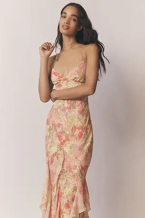 For Love & Lemons Elea Ruffled Maxi Dress