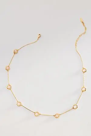 Anthropologie Delicate Dotted Stone Necklace - Pearl