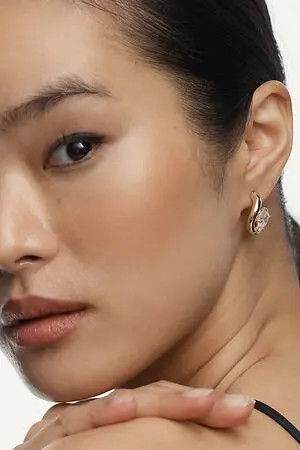 Anthropologie Wrapped Stone Hoop Earrings - Clear