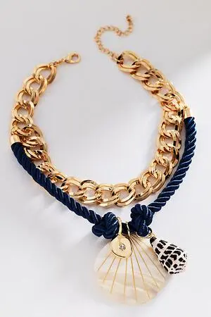 Anthropologie Seashell Layered Chain Necklace - Gold