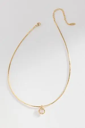 Anthropologie Bezel Pendant Collar Necklace - Gold