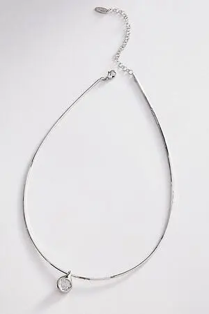 Anthropologie Bezel Pendant Collar Necklace - Silver