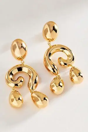 Anthropologie Sculptural Deco Drop Earrings - Gold