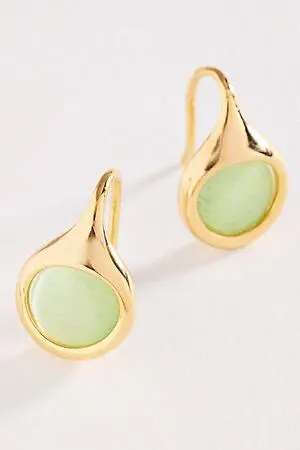 Anthropologie Stone Fishhook Earrings - Green