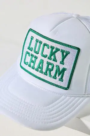 FRIDAY FEELIN Lucky Charm Trucker Hat - White