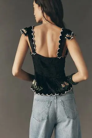 Maeve Waisted Scallop Blouse