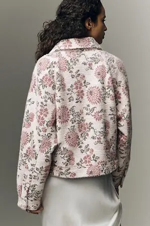 Anthropologie Floral Knit Utility Jacket