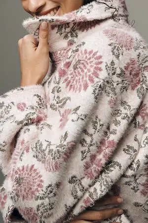 Anthropologie Floral Knit Utility Jacket