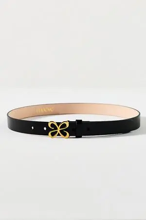 Maeve Logo Leather Belt Black