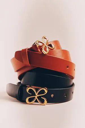 Maeve Logo Leather Belt - Tan