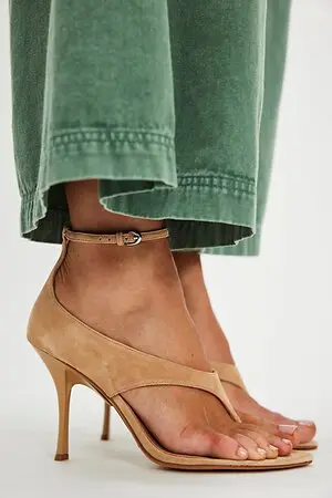 Jeffrey Campbell Opal Thong Heels - Camel Suede