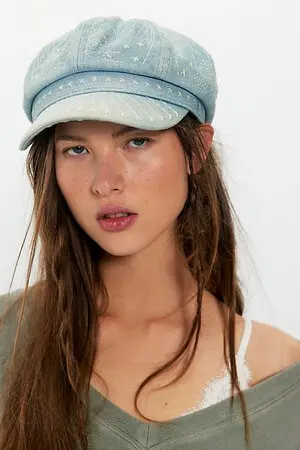 Free People Denim Cadet Cap - Blue