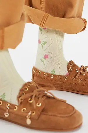 Free People Heart Blooms Crew Socks - Anise Flower