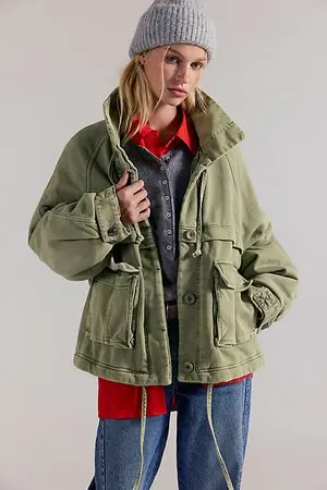 Free People Oversized Bomber-style Jacket - Oil Green