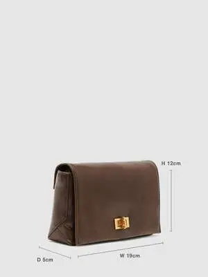 REISS Aletta Leather Shoulder Bag With Twist-lock