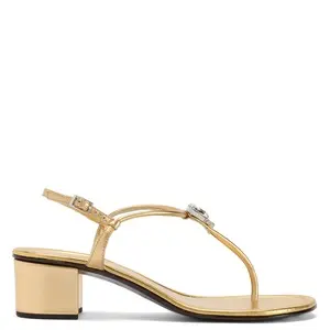 GIUSEPPE ZANOTTI Maeeve 40 Leather Thong Sandals With Rhinestone Detail
