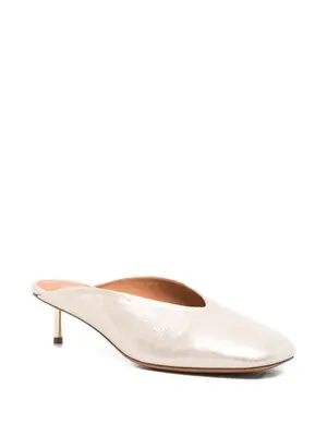 FORTE_FORTE Metallic Effect Leather Mules - Silver