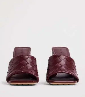 Bottega Veneta Lambskin Parco Heeled Mules - Red
