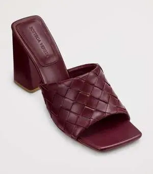 Bottega Veneta Lambskin Parco Heeled Mules - Red