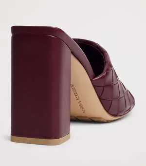 Bottega Veneta Lambskin Parco Heeled Mules - Red