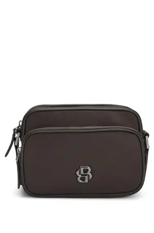BOSS Twill Crossbody Bag With Monogram - Dark Brown