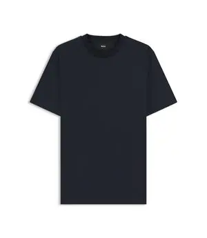 BOSS Inner-monogram T-shirt In A Cotton Blend - Dark Blue