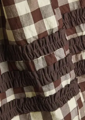 DAMSON MADDER Checked Ruffled Cotton Midi Skirt