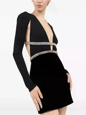Roberto Cavalli Embellished V-neck Mini Dress