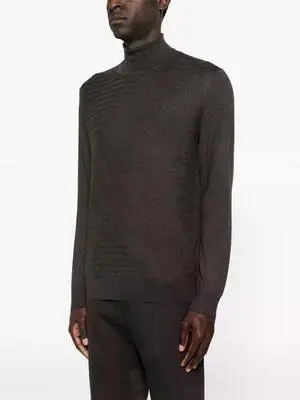 Corneliani Patterned Roll-neck Sweater - Brown