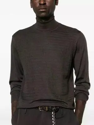 Corneliani Patterned Roll-neck Sweater - Brown