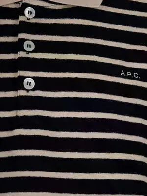 A.p.c. Striped Cotton Polo Shirt - Blue