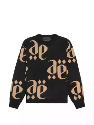 Place Of Ëlms Monolink Jacquard Crew-neck Sweater - Black