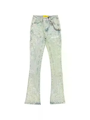 GUAPI Crystal-studded Paisley-print Jeans