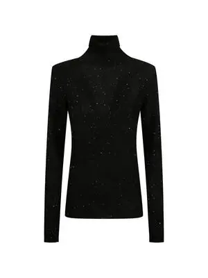Fabiana Filippi Sparkle-effect Turtleneck Top - Black