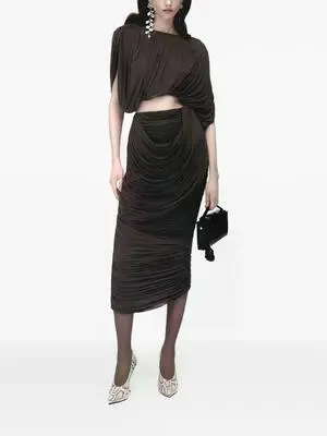Magda Butrym Draped Midi Skirt - Brown