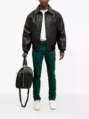 PLACE OF ËLMS Debossed Leather Bomber Jacket