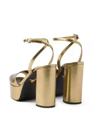 Prada Metallic Platform Sandals - Gold
