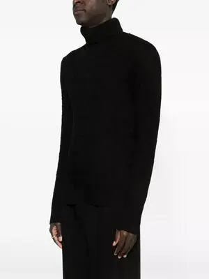 John Richmond Patterned Rollneck Sweater - Black