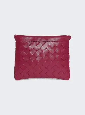 Bottega Veneta Intrecciato Leather Pouch - Burgundy