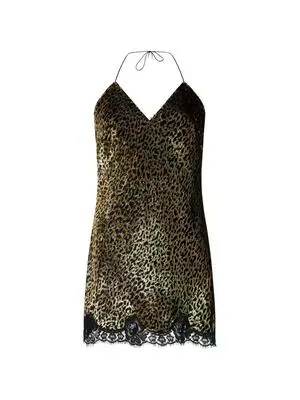 Roberto Cavalli Leopard-print Lace Slip Dress