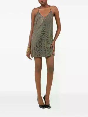 Roberto Cavalli Rhinestone V-neck Mini Dress