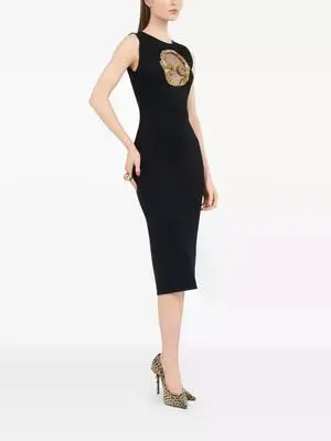 Roberto Cavalli Embroidered Cut-out Midi Dress